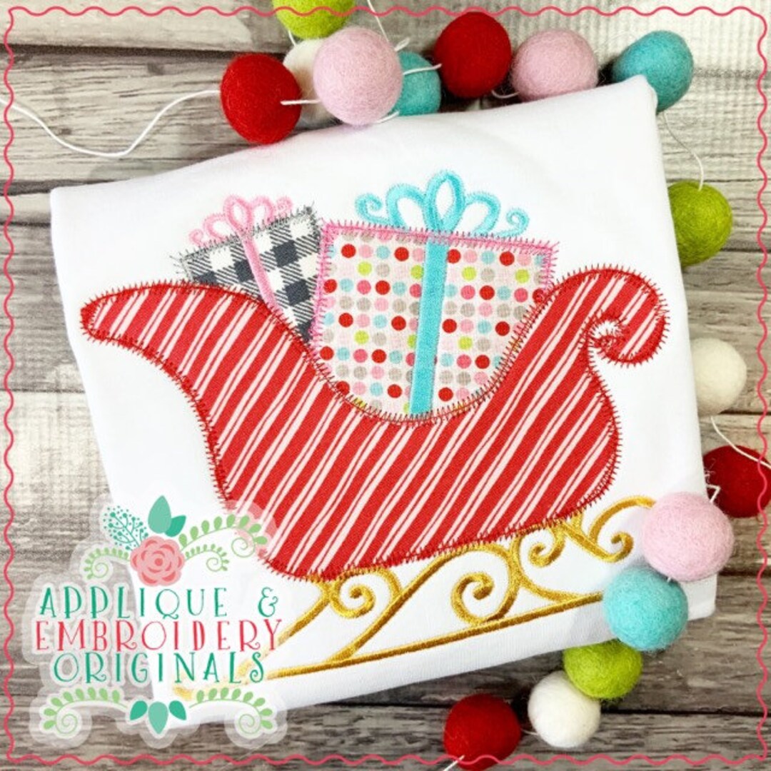 Applique & Embroidery Originals Digital Design 2182 Sleigh With Gifts ...