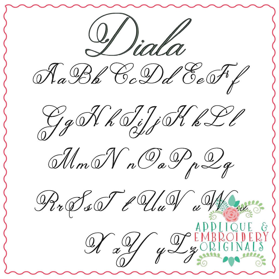 Applique and Embroidery Originals Digital Design- 1350 Diala Monogram ...