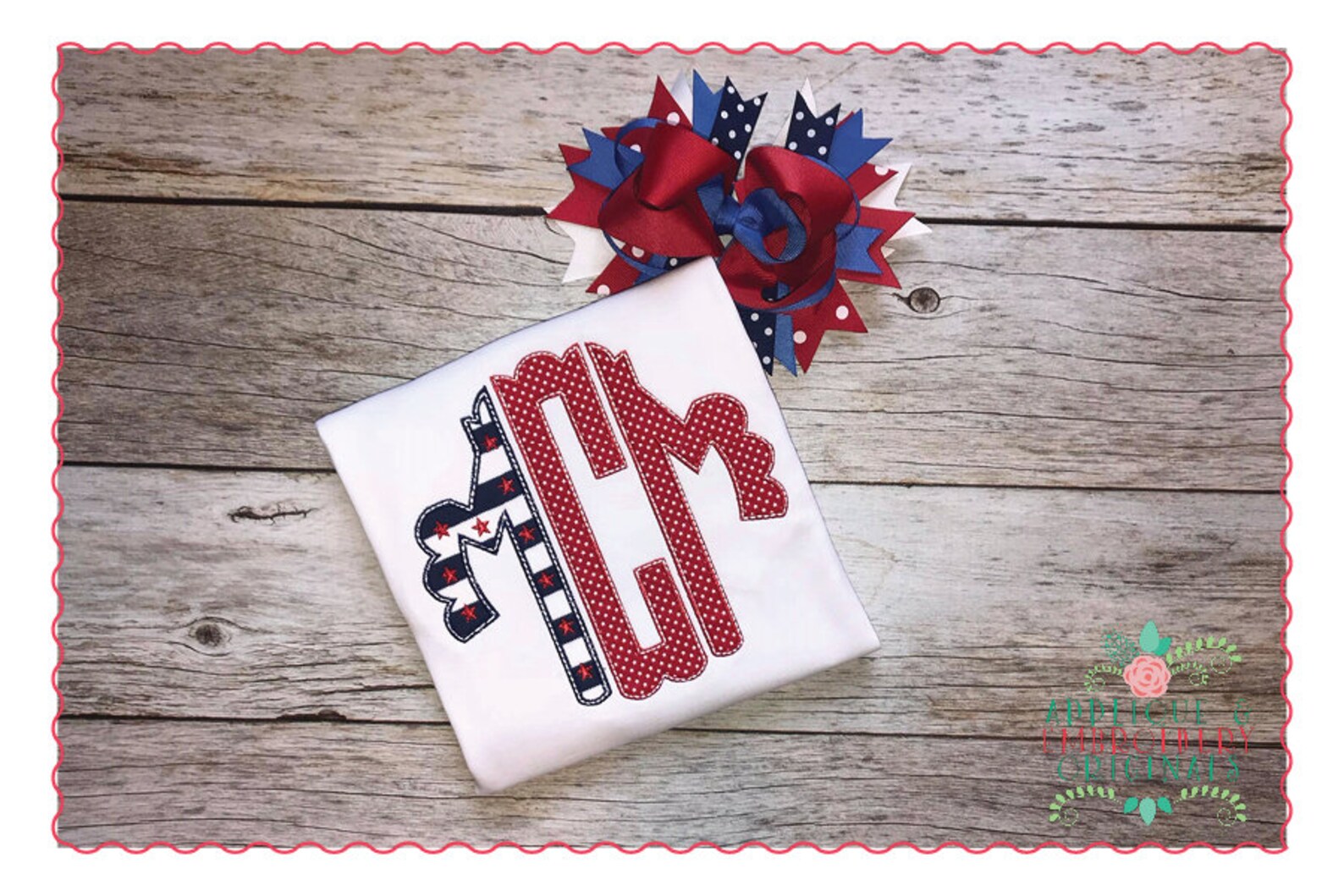 Applique and Embroidery Originals Digital Design - 365 USA Scalloped ...