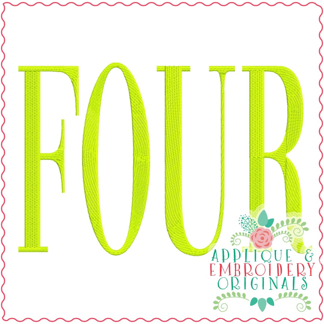 Applique & Embroidery Originals Digital Design 3558 FOUR Word Art ...