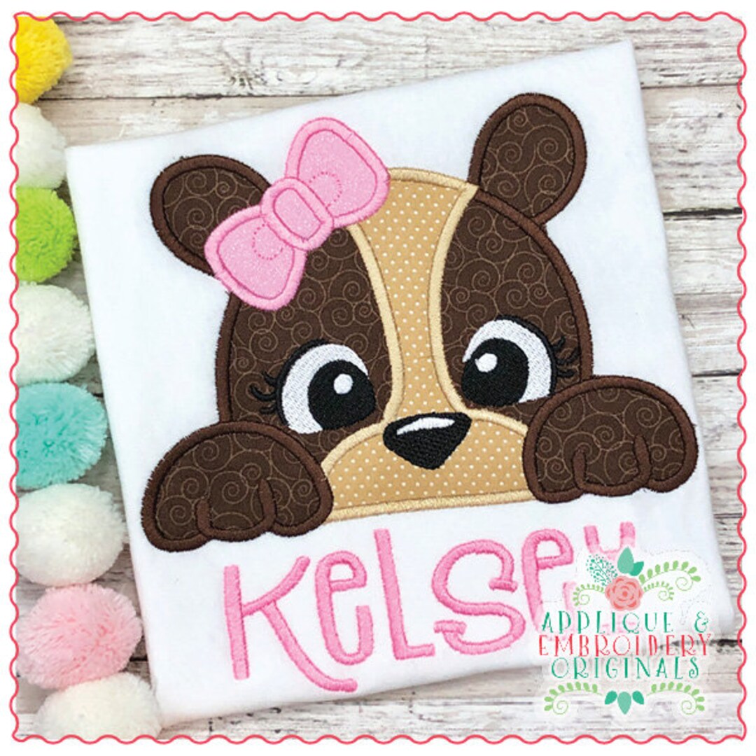 Applique and Embroidery Originals Digital Design - 1614 Bear Peeker ...