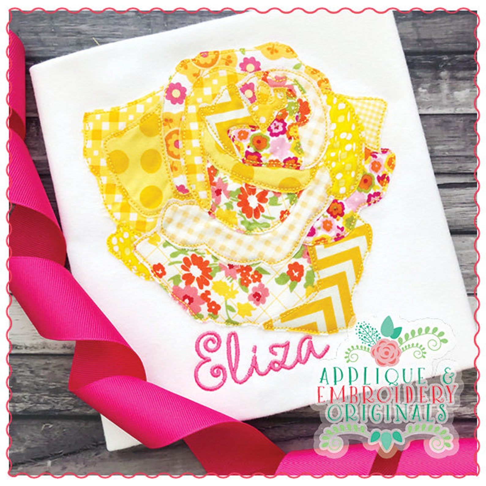Applique & Embroidery Originals Digital Design AEO 1832 Frayed Rose ...