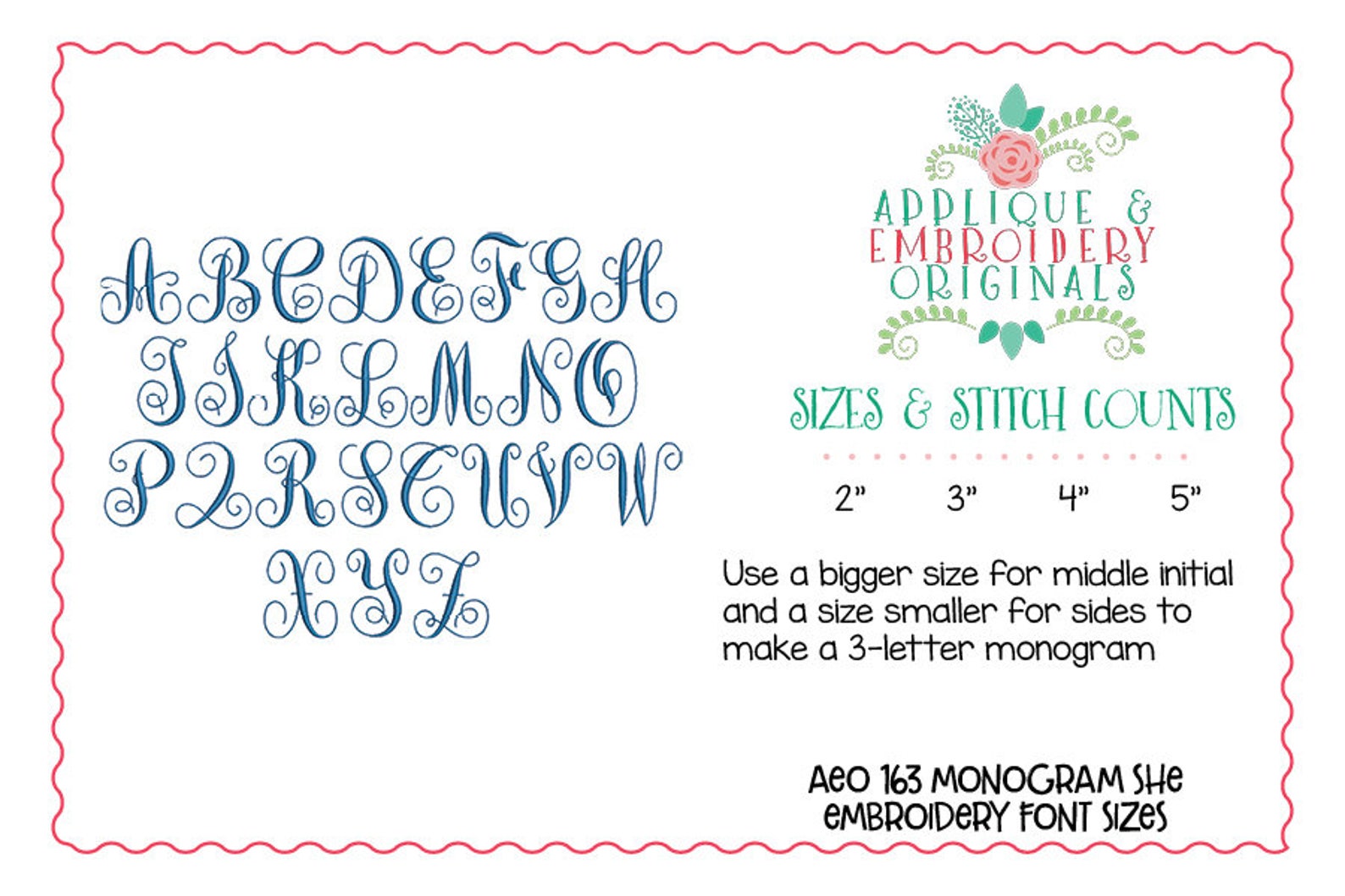 Applique and Embroidery Originals Digital Design-163 Monogram She ...