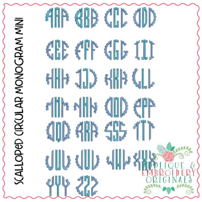 Scallop Circle Embroidery Font - Etsy