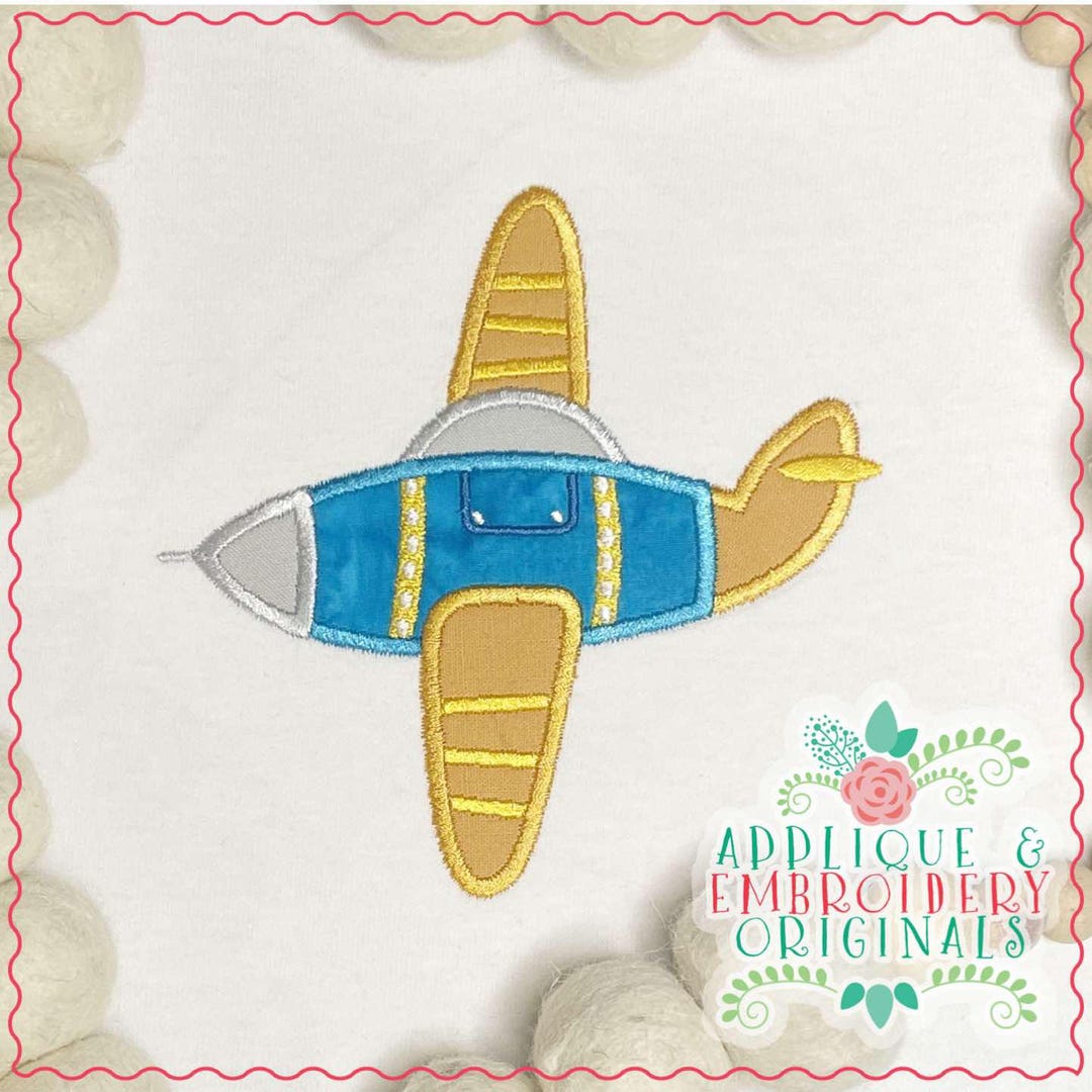 Applique and Embroidery Originals Digital Design 4273 Airplane 1 ...
