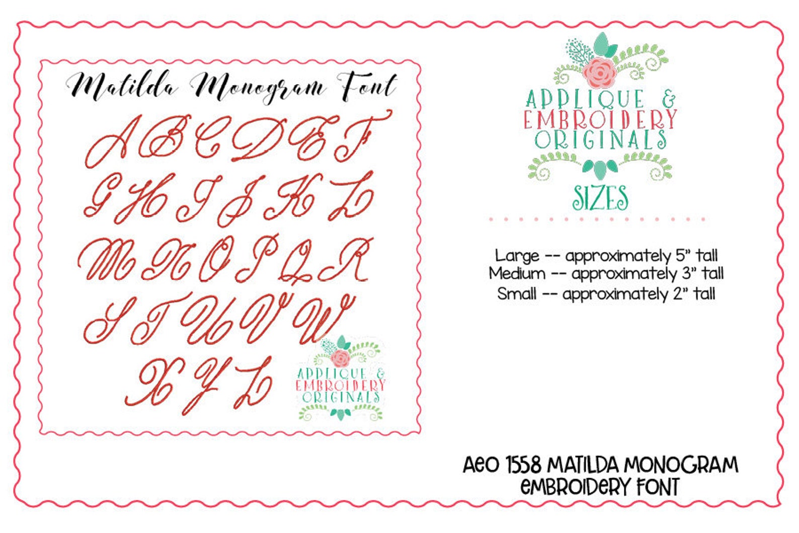 Applique & Embroidery Originals Digital Design 1558 Matilda | Etsy