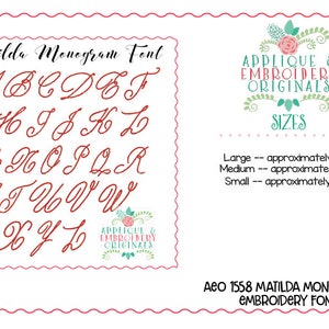 Applique & Embroidery Originals Digital Design 1558 Matilda Script ...