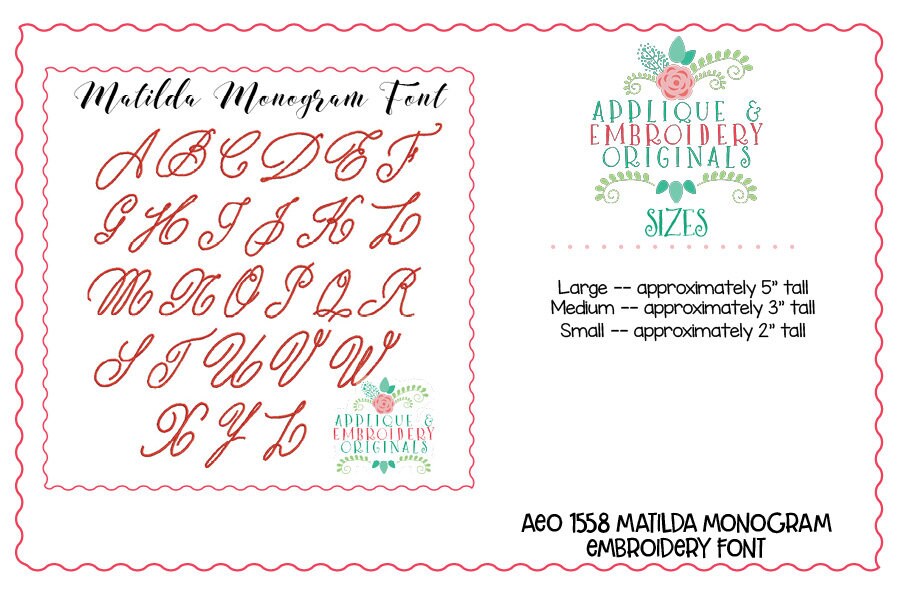 Applique & Embroidery Originals Digital Design 1558 Matilda | Etsy