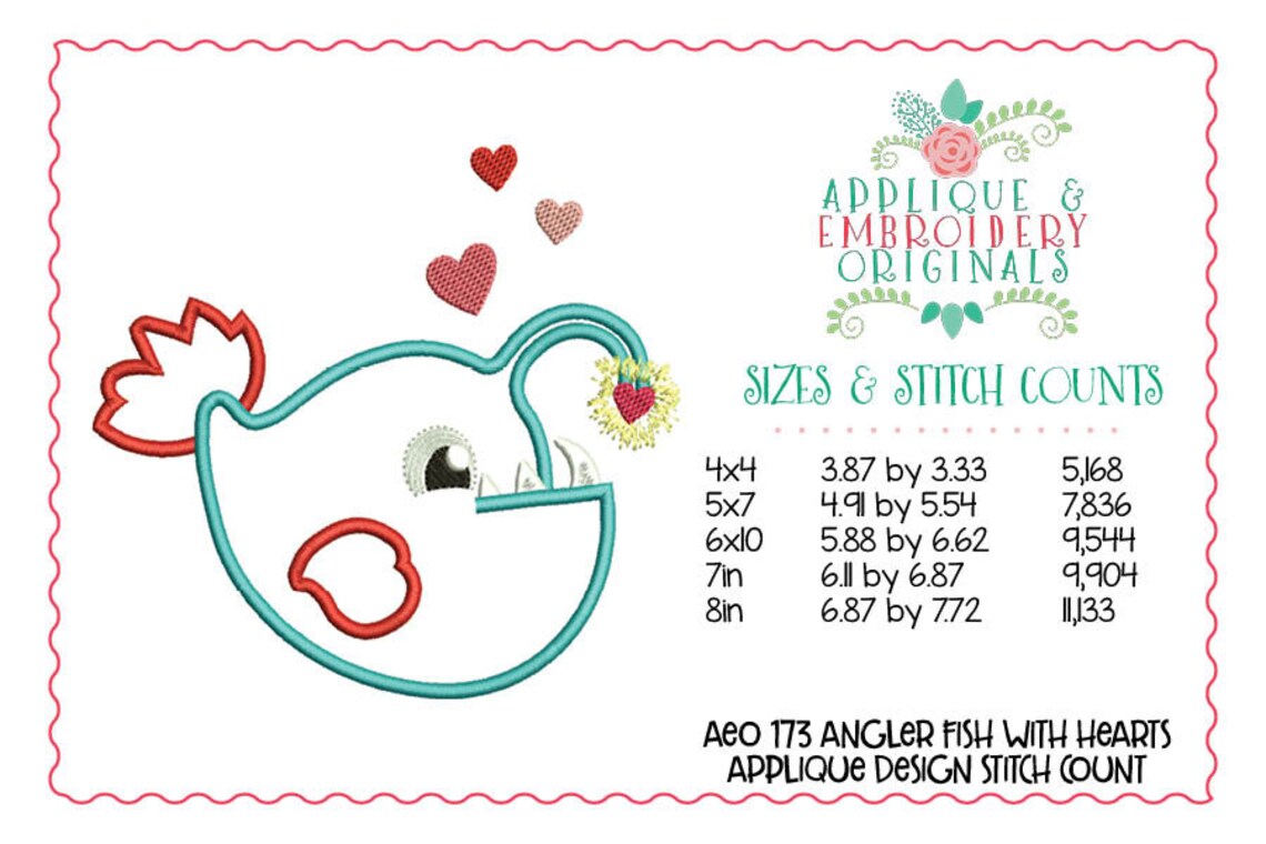 Applique and Embroidery Originals Digital Design 173 Angler - Etsy