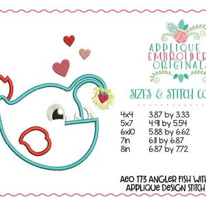 Applique and Embroidery Originals Digital Design - 173 Angler Fish ...