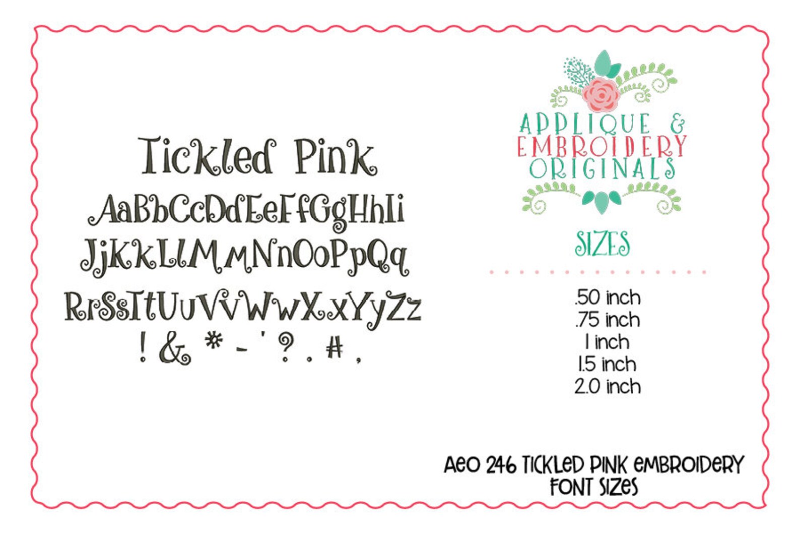 Applique and Embroidery Originals Digital Design- 246 Tickled Pink ...