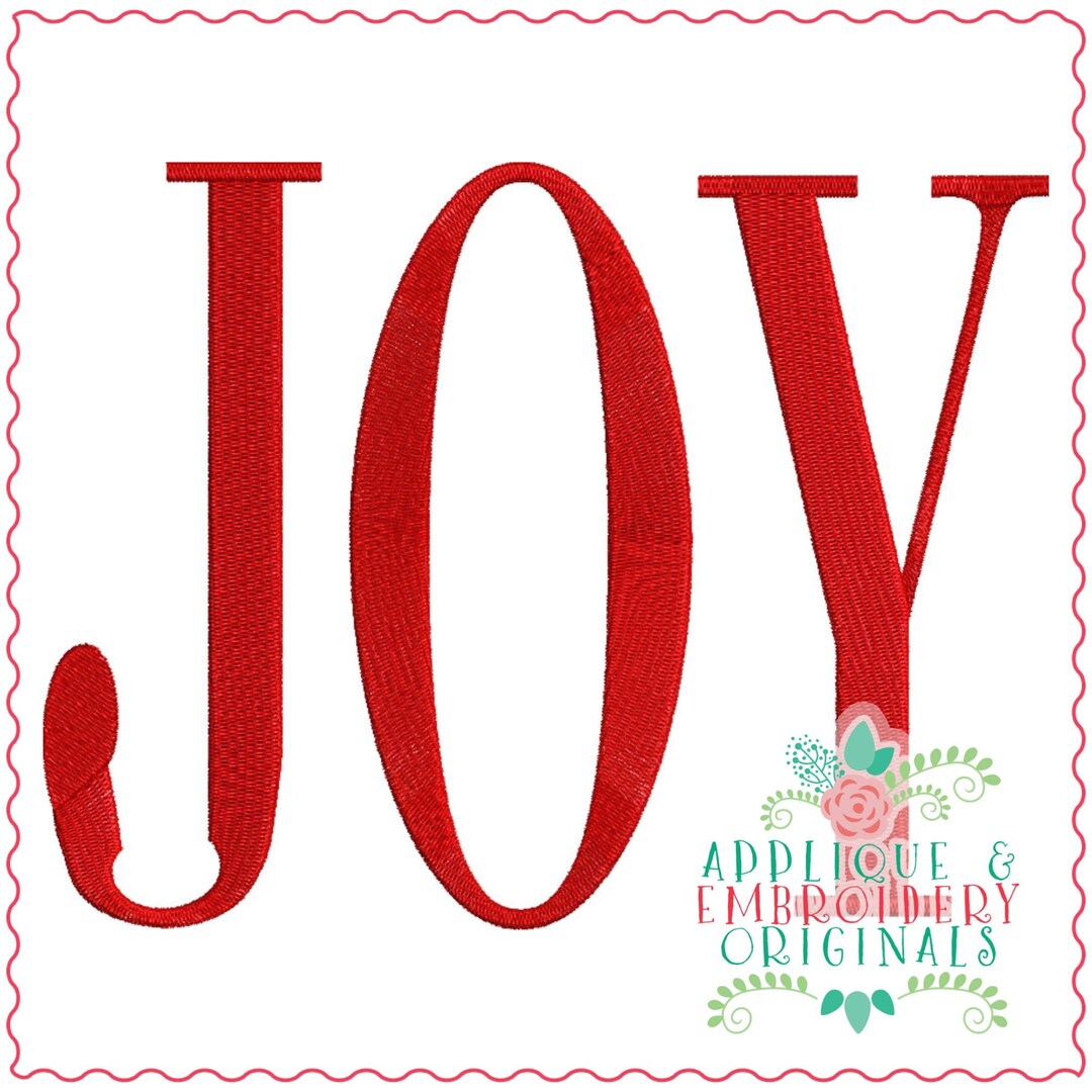 Applique & Embroidery Originals Digital Design 3422 JOY Christmas Word ...