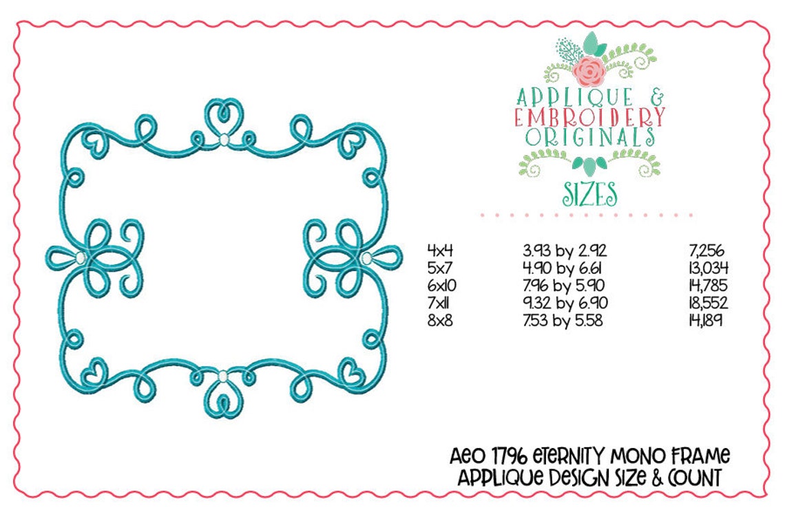 Applique & Embroidery Originals Digital Design 1796 Eternity Monogram ...