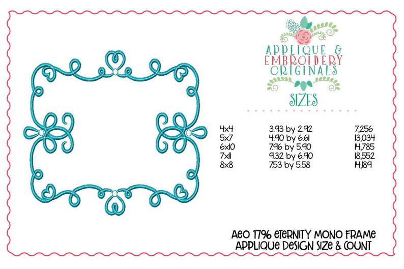 Applique & Embroidery Originals Digital Design 1796 Eternity - Etsy