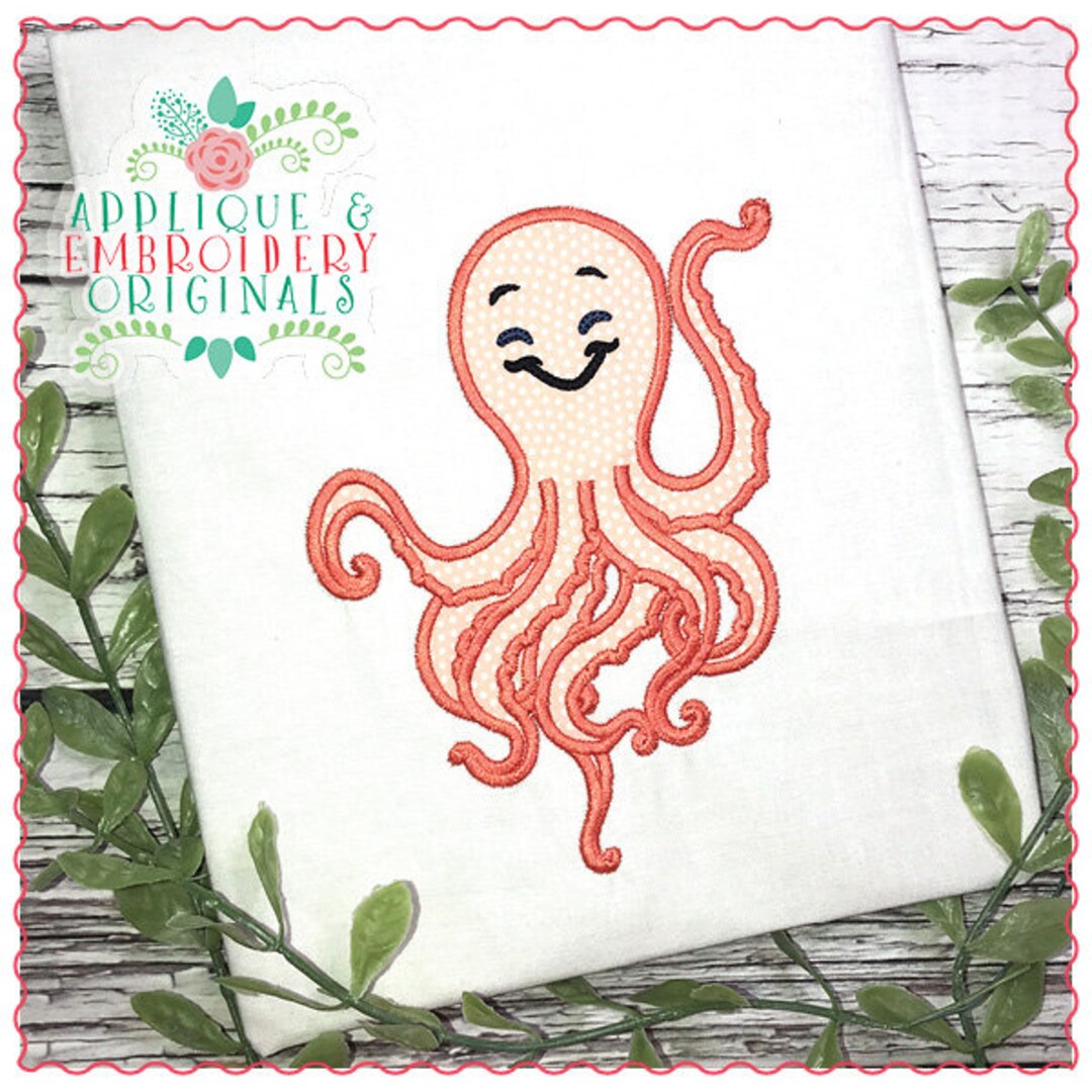 Applique & Embroidery Originals Digital Design 1837 Octopus Beach Ocean ...