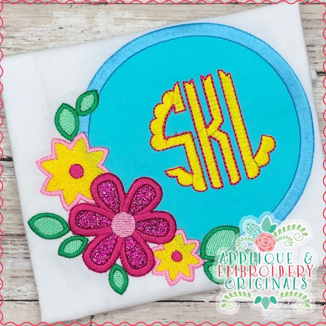 Applique & Embroidery Originals Digital Design 1800 Flower 1 Monogram ...