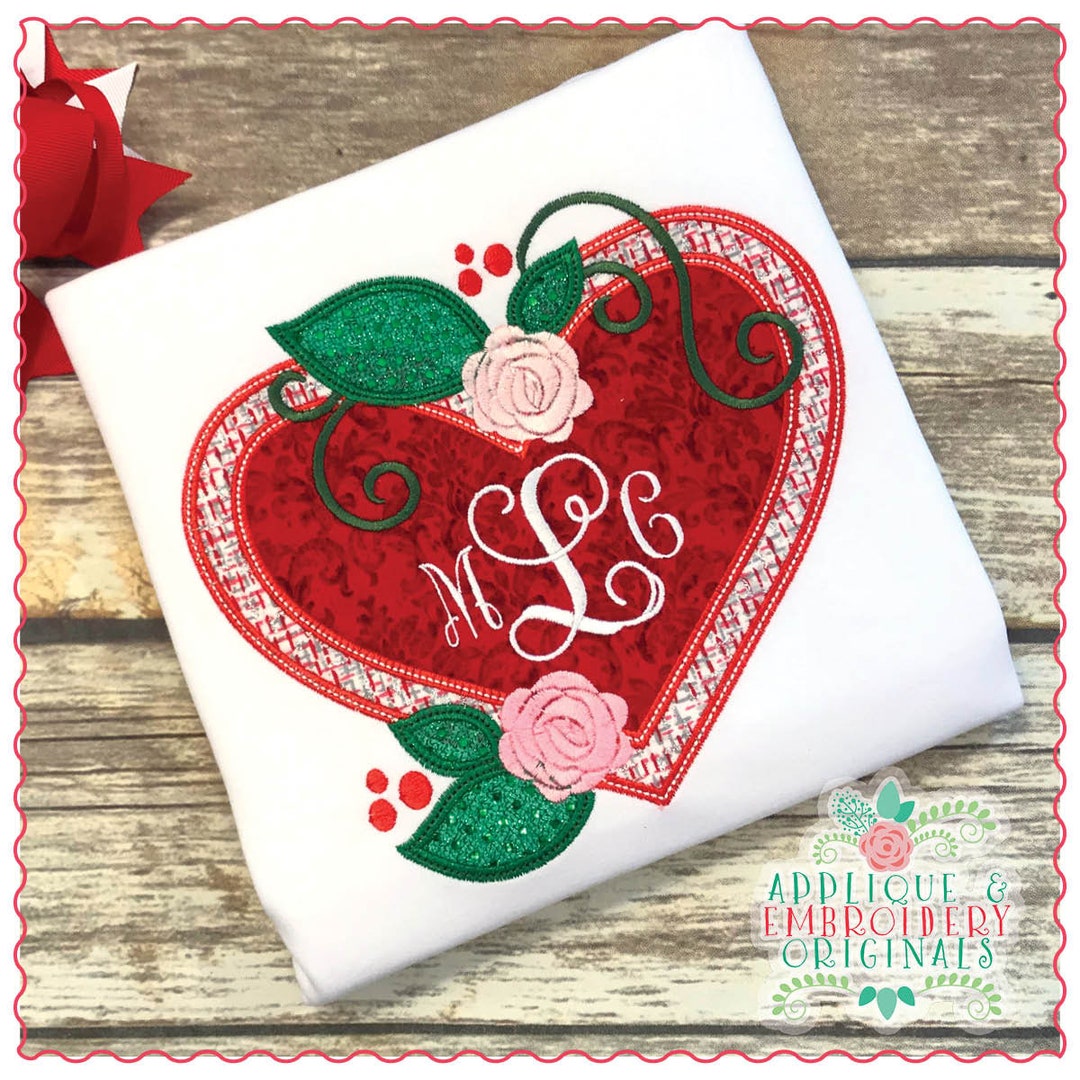 Applique and Embroidery Originals Digital Design 1355 Heart Shaped ...