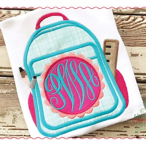 Applique and Embroidery Originals Digital Design- 436 Backpack Monogram ...