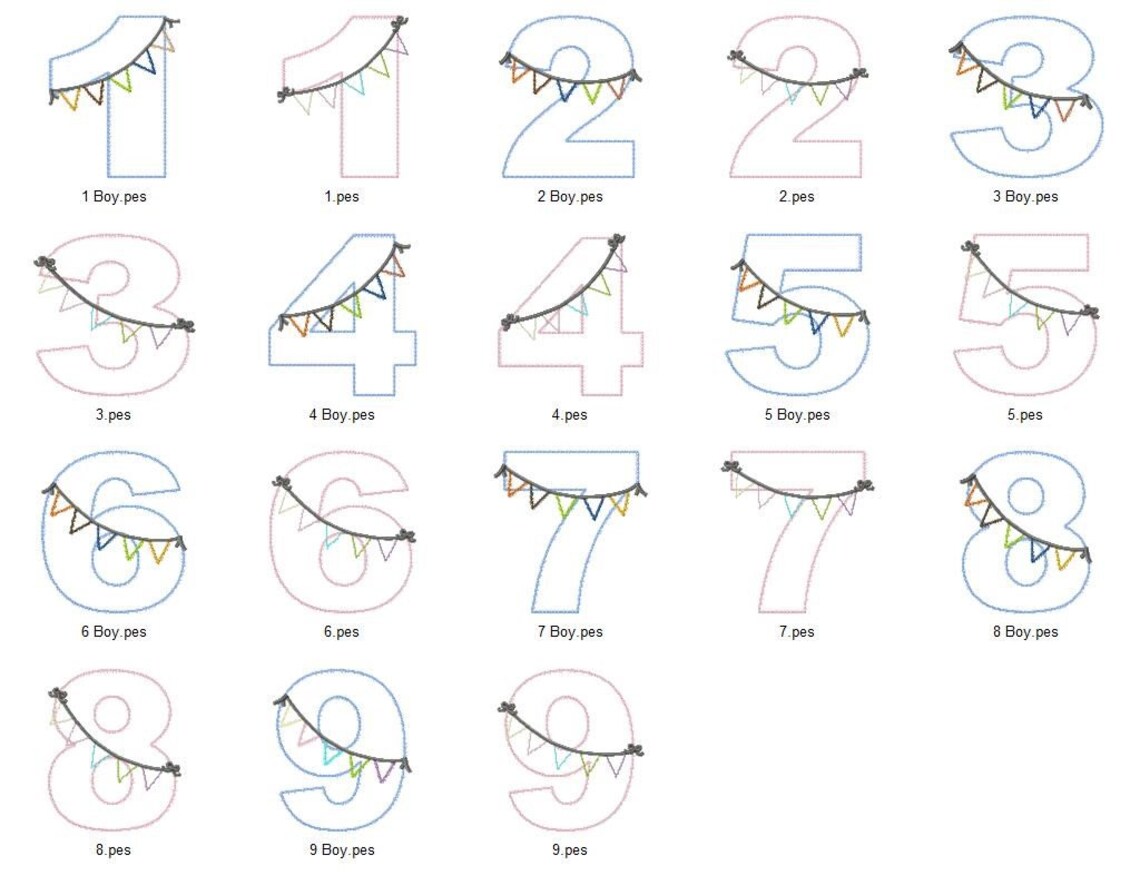 Applique and Embroidery Originals Digital Design 502 Birthday Number ...