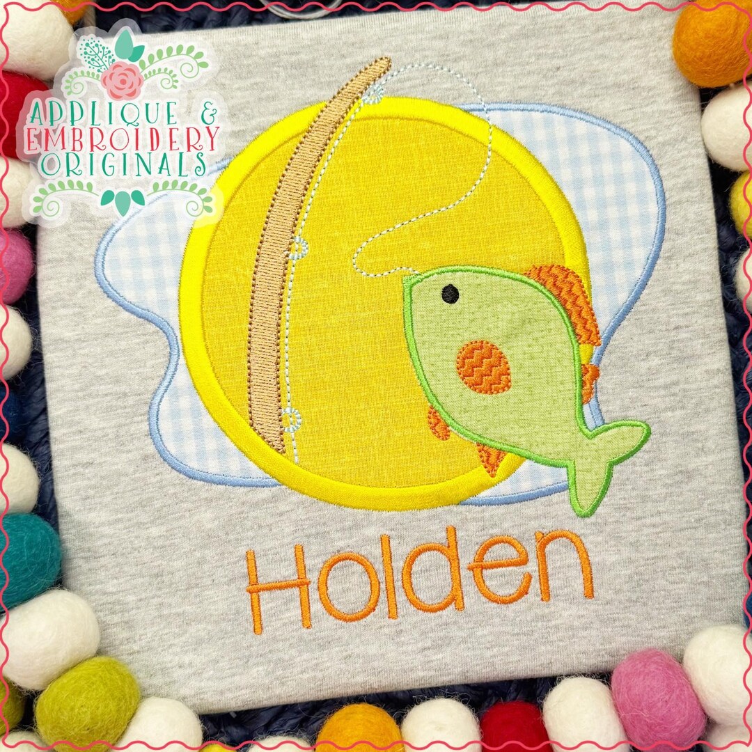 Applique & Embroidery Originals Digital Design 4306 Fishing Circle Pole ...