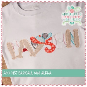 Applique and Embroidery Originals Digital Design - 1437 Baseball Mini ...