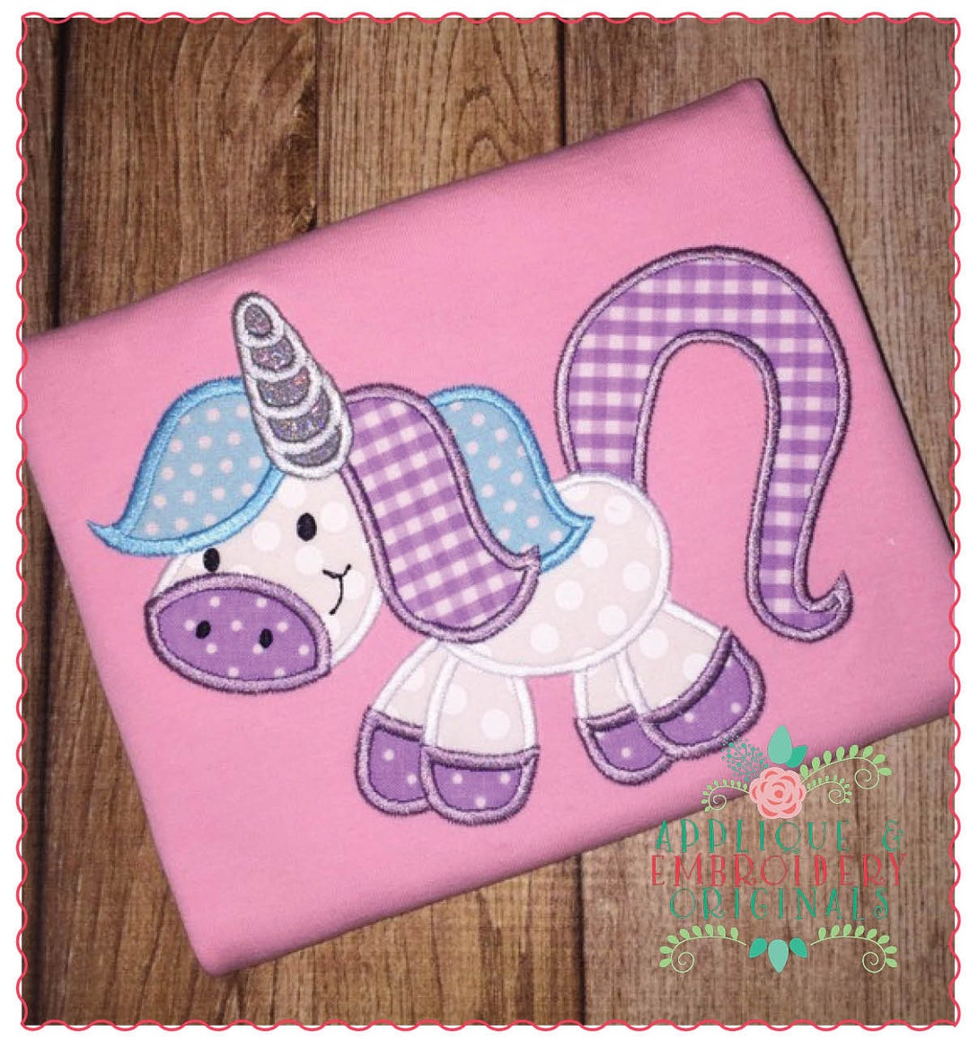 Applique and Embroidery Originals Digital Design - 208 Unicorn Applique ...