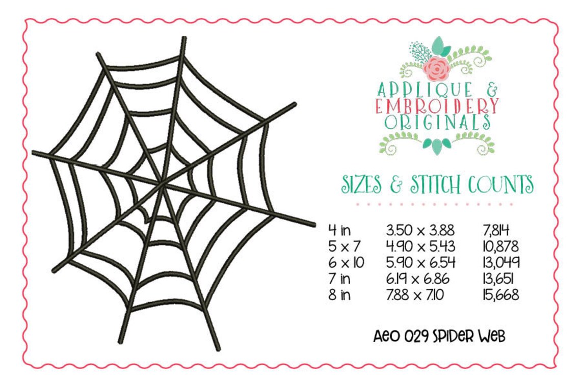Applique and Embroidery Originals Digital Design 029 Spider - Etsy