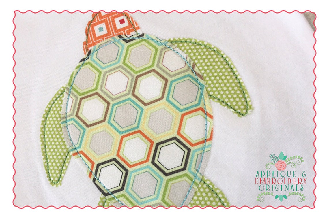 Applique and Embroidery Originals Digital Design - 375 Turtle Ocean ...