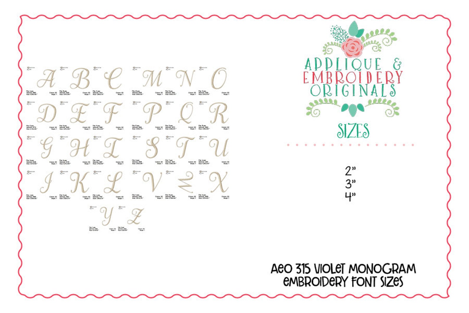 Applique and Embroidery Originals Digital Design 315 Violet - Etsy