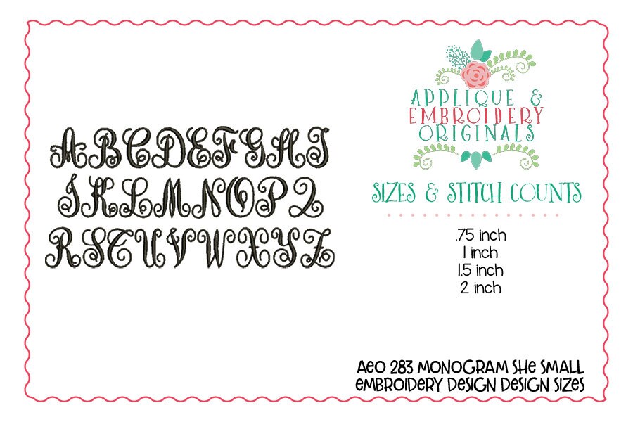 Applique and Embroidery Originals Digital Design - 283 Monogram She ...