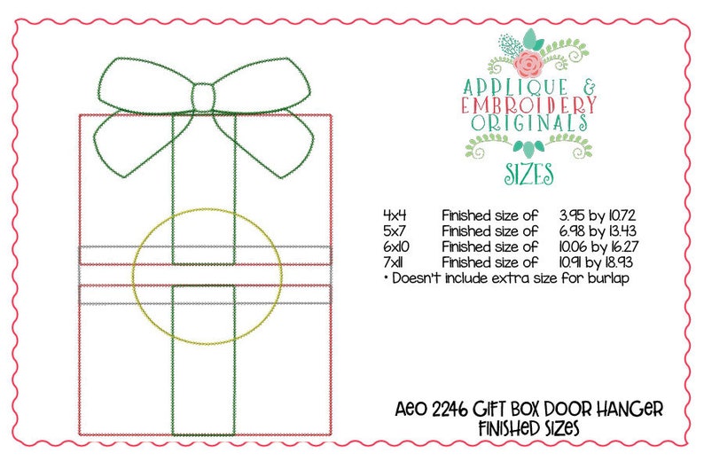 Applique and Embroidery Originals Digital Design - 2246 Gift Box ...