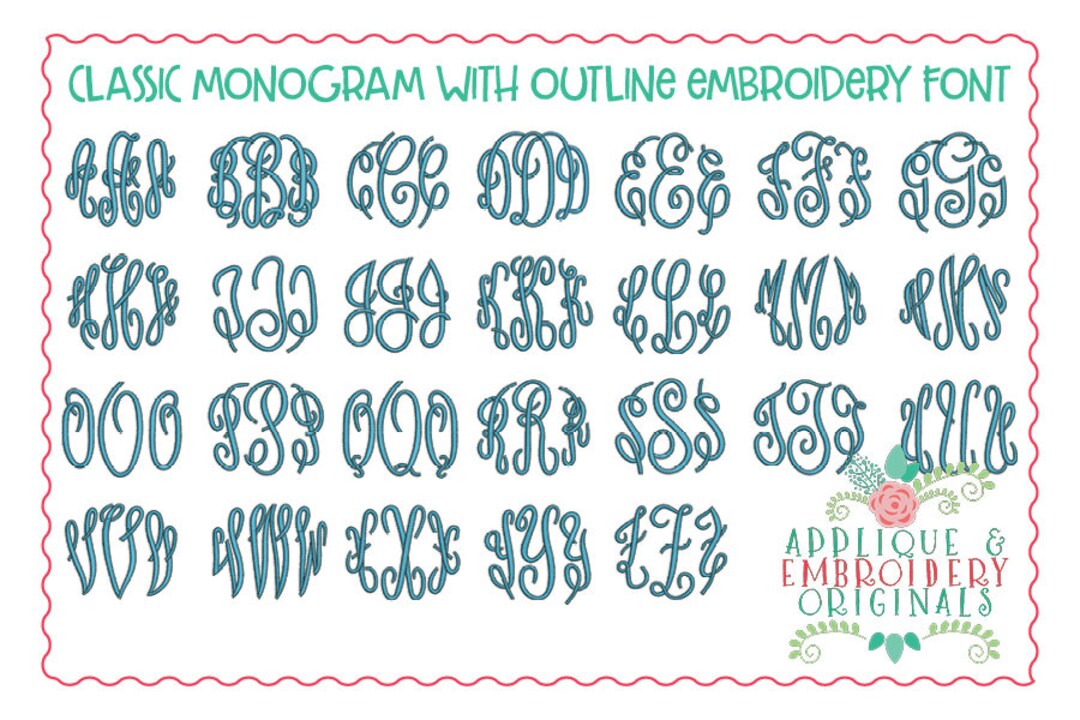 Applique and Embroidery Originals Digital Design-69 Classic Monogram ...