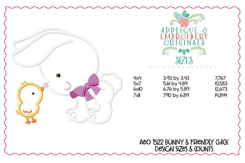 Applique and Embroidery Originals Digital Design - 1522 Bunny ...