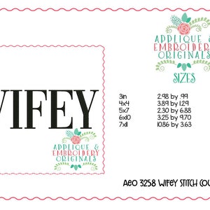 Applique & Embroidery Originals Digital Design 3258 Wifey Word ...
