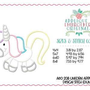 Applique and Embroidery Originals Digital Design - 208 Unicorn Applique ...
