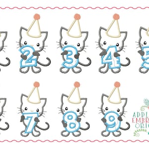 Applique and Embroidery Originals Digital Design 516 Birthday Kitty Cat ...