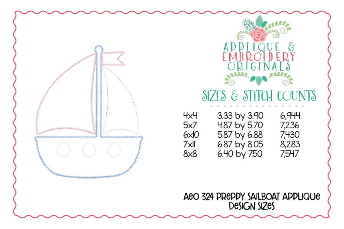 Applique and Embroidery Originals Digital Design 324 Preppy - Etsy