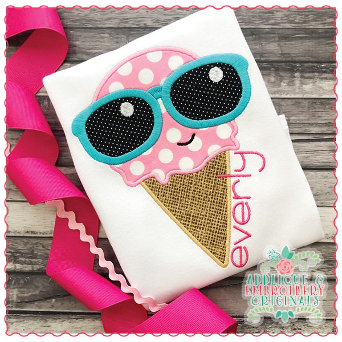 Applique and Embroidery Originals Digital Design 1703 Cool Ice Cream ...
