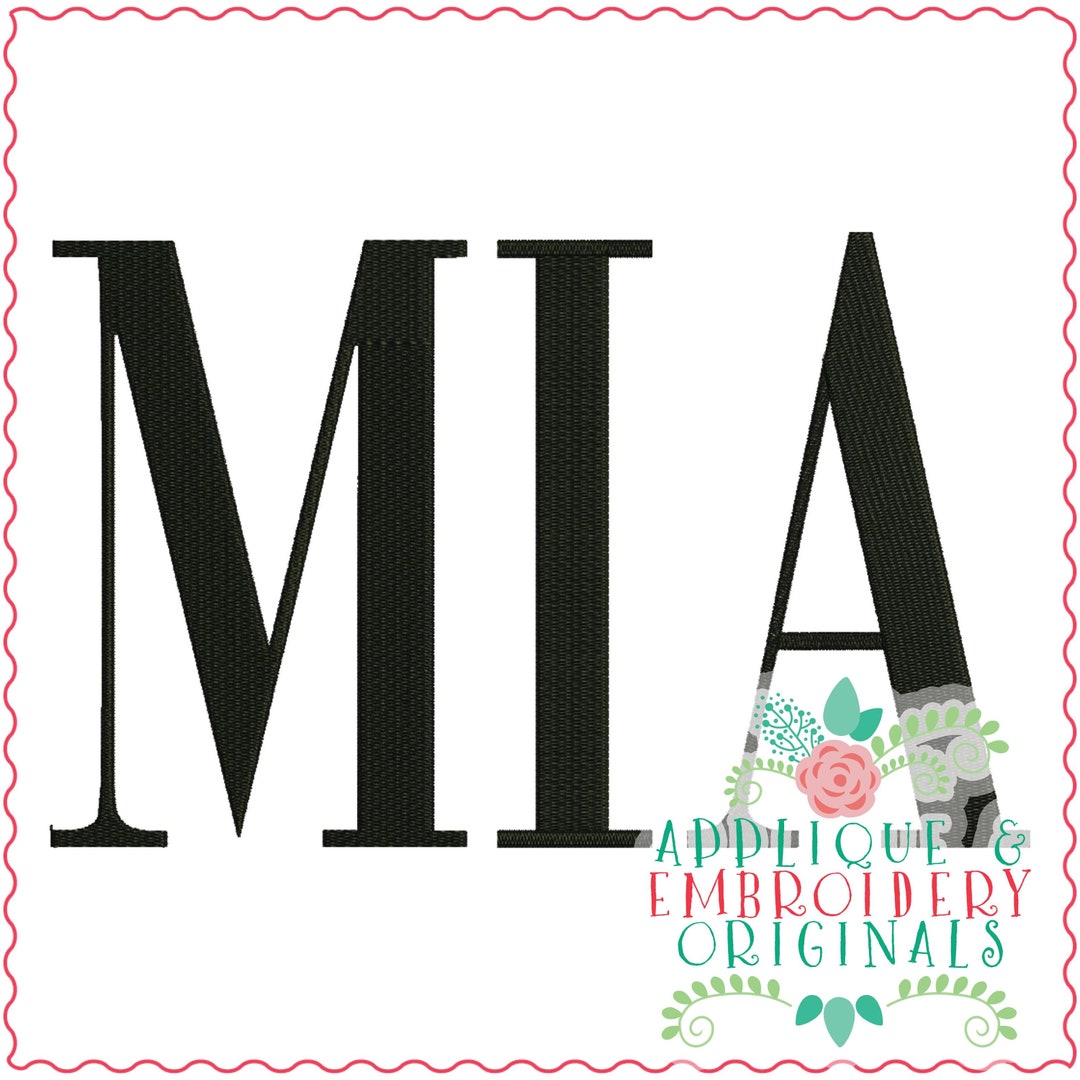 Applique & Embroidery Originals Digital Design 3708 MIA Word Art ...