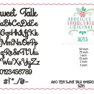 Applique & Embroidery Originals Digital Design 1359 Sweet Talk Script ...