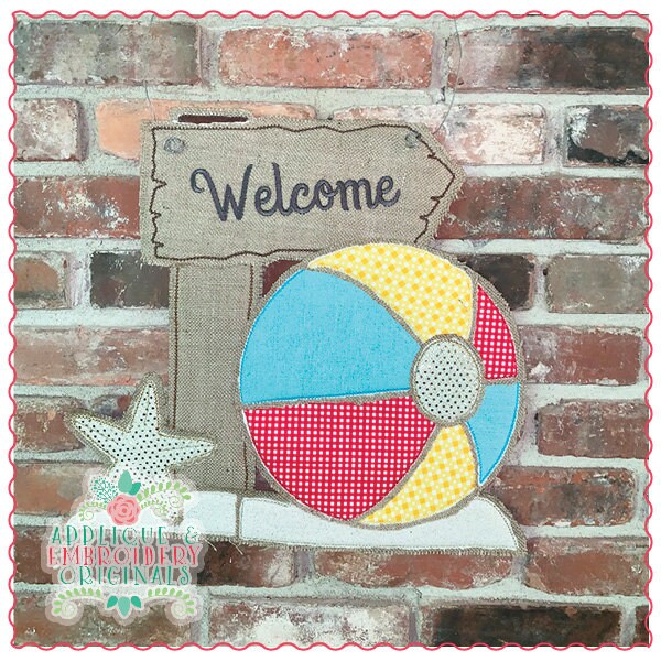 Applique and Embroidery Originals Digital Design 1738 Beach | Etsy