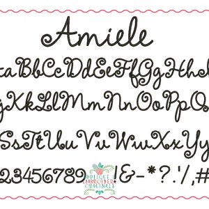 Applique and Embroidery Originals Digital Design-343 Amiele Script ...