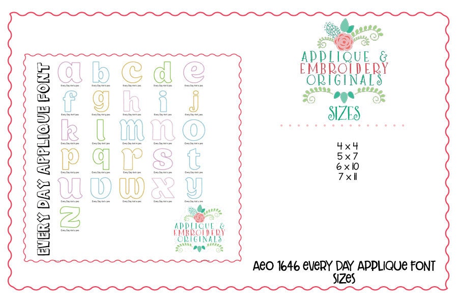 Applique and Embroidery Originals Digital Design 1646 Every - Etsy