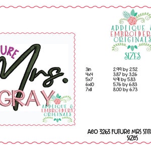 Applique & Embroidery Originals Digital Design 3263 Future Mrs ...