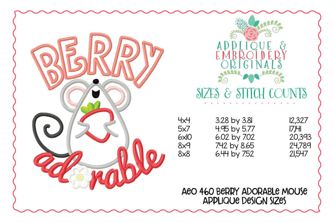 Applique and Embroidery Originals Digital Design 459 - Etsy