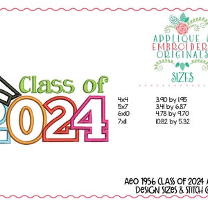 Applique & Embroidery Originals Digital Design 1956 Class of 2024 ...