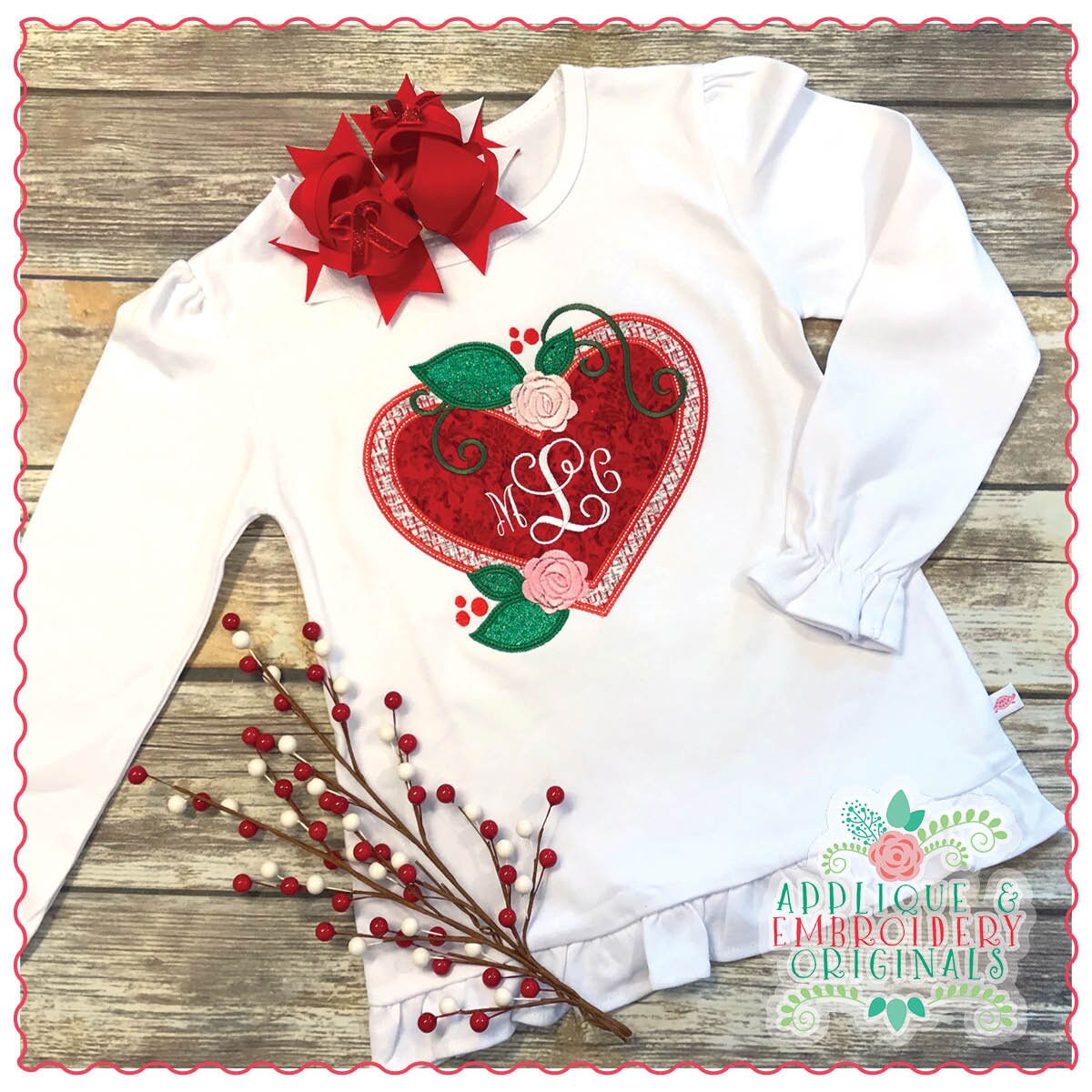 Applique and Embroidery Originals Digital Design 1355 Heart | Etsy