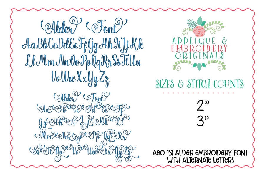 Applique and Embroidery Originals Digital Design 151 Alder - Etsy