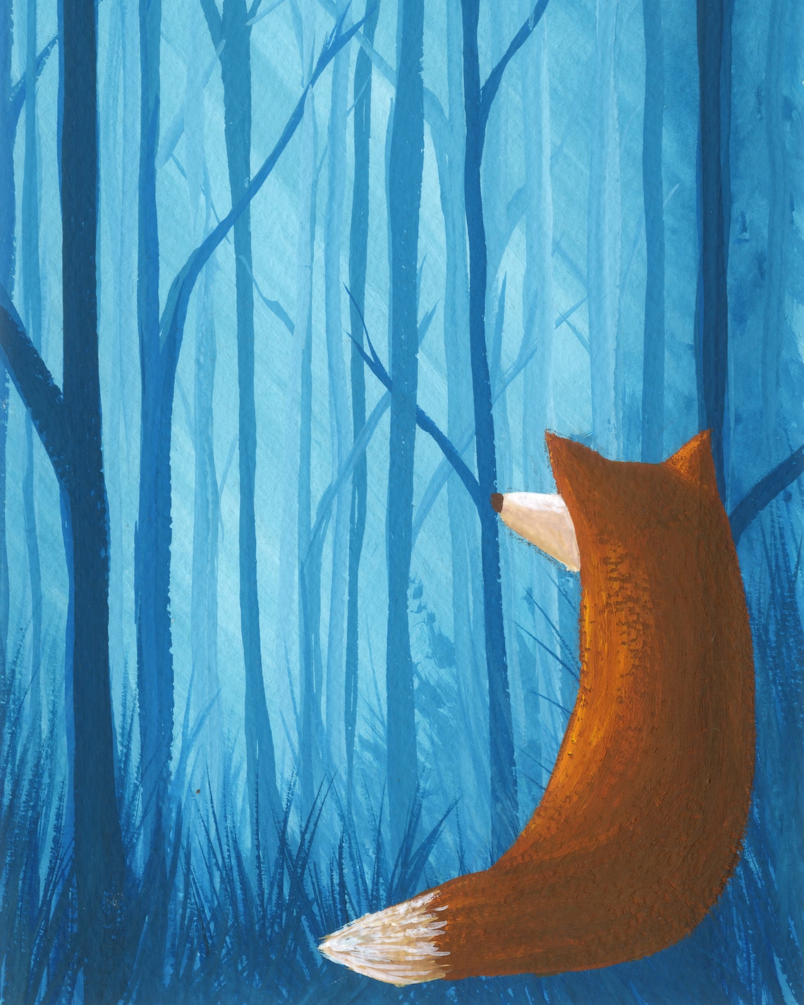 Fox Art Print Fox Painting Gouache Print Nursery Room Decor Animal ...