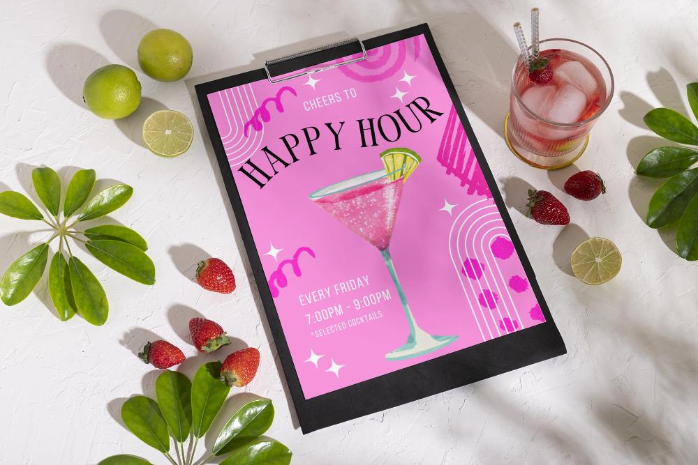 Editable Canva Happy Hour Invitation – Fun & Vibrant Printable Party ...